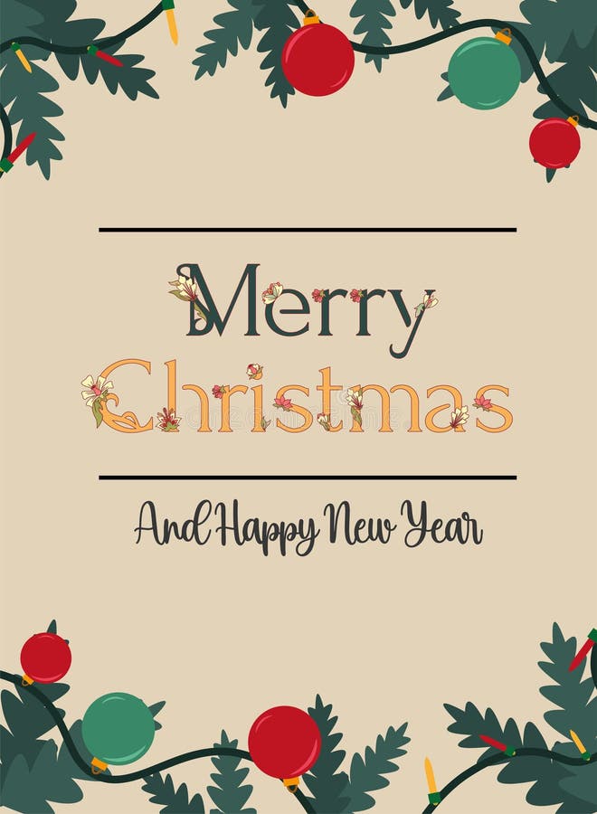 Vertical Merry Christmas Card Vector Stock Vector - Illustration of ...