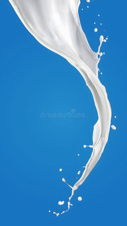 Vertical Milk Splash Wave Isolated on White Background Falling Down. AI ...