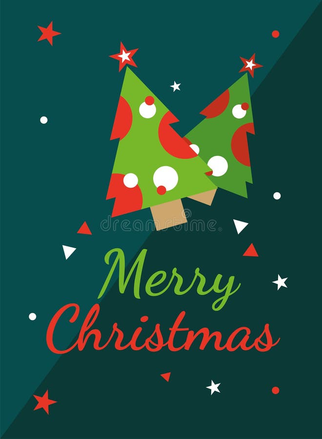 Vertical Minimalist Merry Christmas Card Vector Stock Vector ...