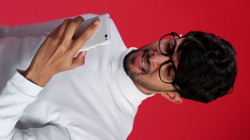 Vertical Mobile Argument Disturbing Call Angry Guy Stock Footage ...