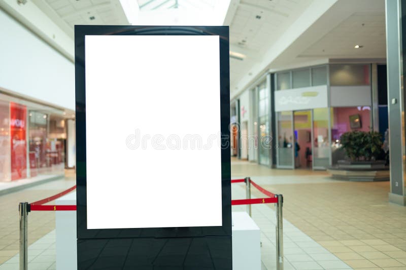 Vertical Mockup Blank Screen Billboard Store in Shopping Mall. Empty ...