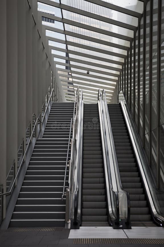 Vertical of a Modern Escalator for an Interior Design of an Office ...