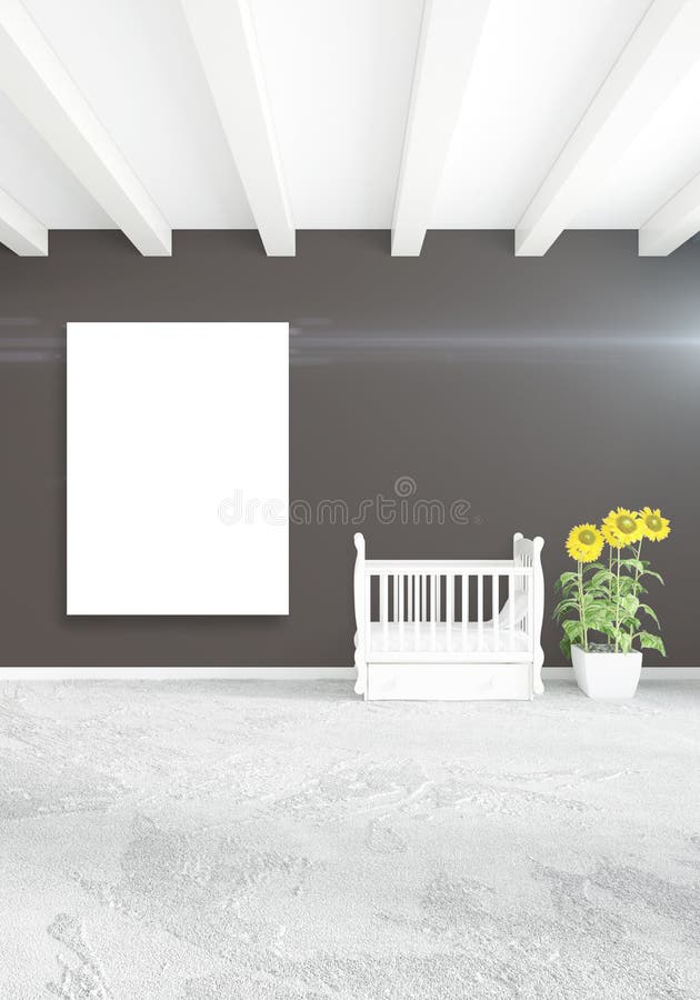 Vertical Modern Interior Bedroom or Living Room with Eclectic Wall ...