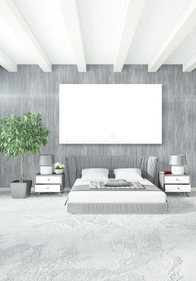 Vertical Modern Interior Bedroom or Living Room with Eclectic Wall and ...