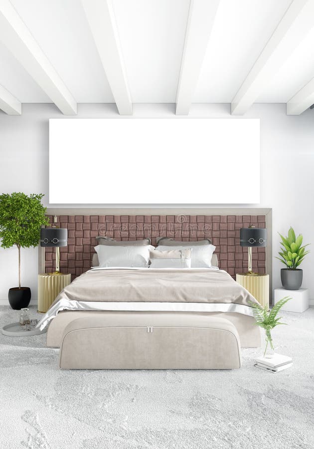 Vertical Modern Interior Bedroom or Living Room with Eclectic Wall and ...