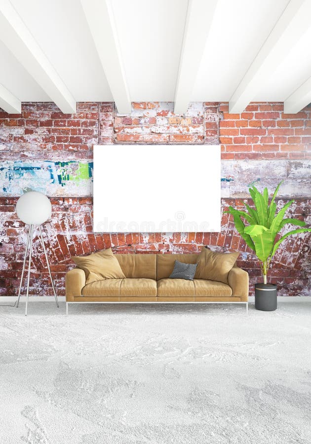 Vertical Modern Interior Bedroom or Living Room with Eclectic Wall and ...