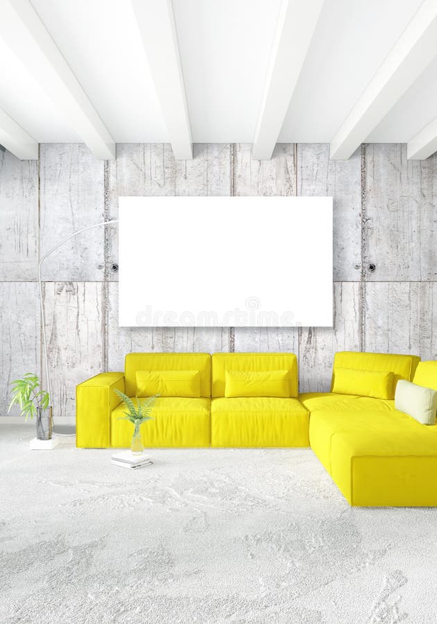 Vertical Modern Interior Bedroom or Living Room with Eclectic Wall and ...