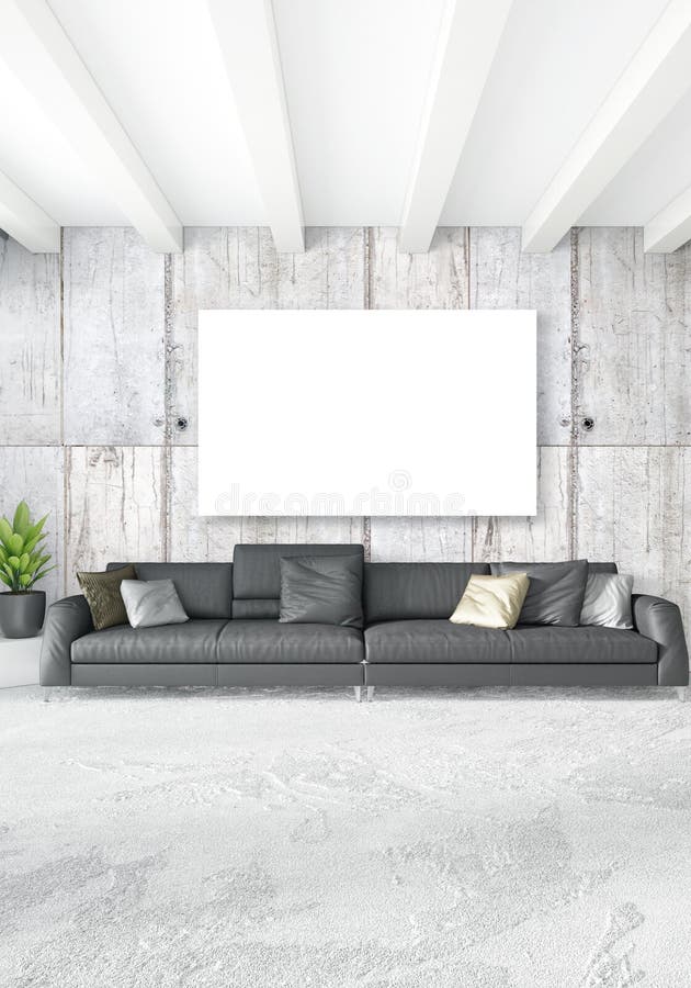 Vertical Modern Interior Bedroom or Living Room with Eclectic Wall and ...