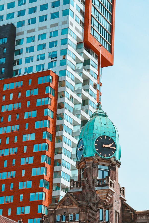 Vertical of the Montevideo Skyscraper in the Background of a Clock ...