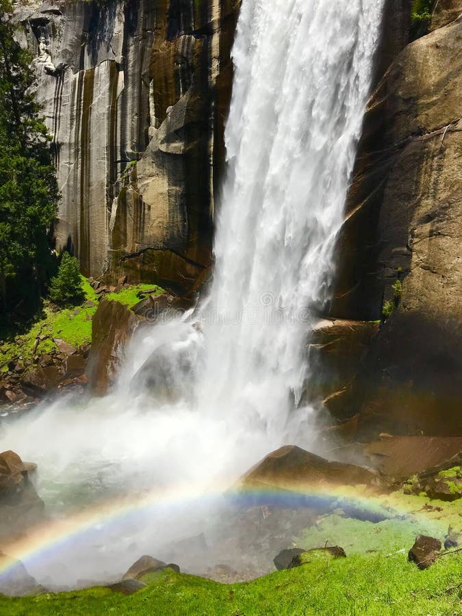 Vertical Motion Blur of a Waterfall Flowing in a Lake with a Small ...
