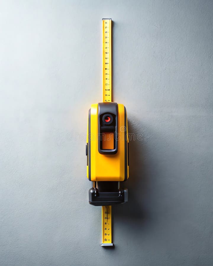 Vertical Mounted Yellow Laser Level on Plain Wall Stock Photo - Image ...