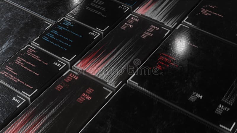 Vertical Moving Panels with Running Lines of Code. Animation Stock ...