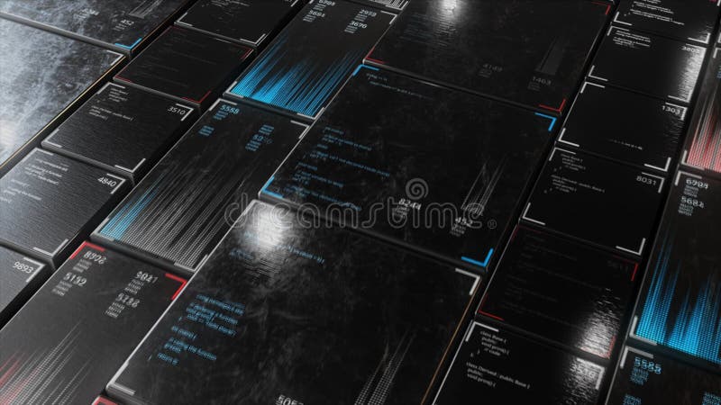 Vertical Moving Panels with Running Lines of Code. Animation Stock ...