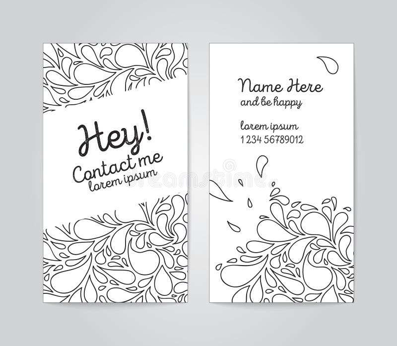 Vertical Name Cards with Sketchy Bubbles on Background. Stock Vector ...