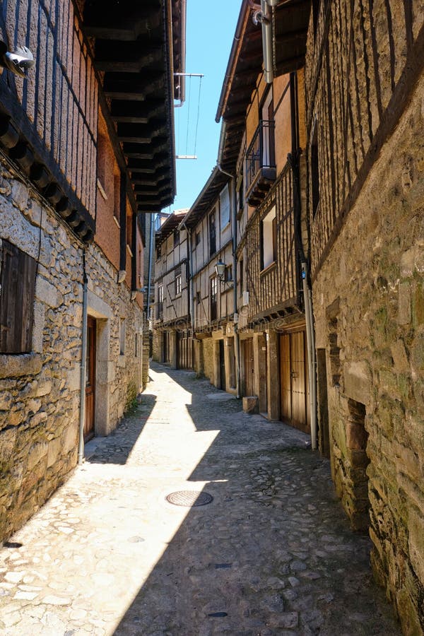 Vertical of the Narrow Cobbled Streets of La Alberca, a Small Town in ...