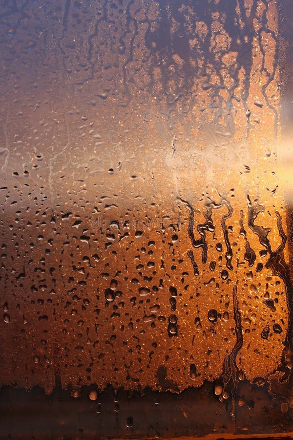 Vertical Natural Background with Water Drops on a Window with Sun Rays ...