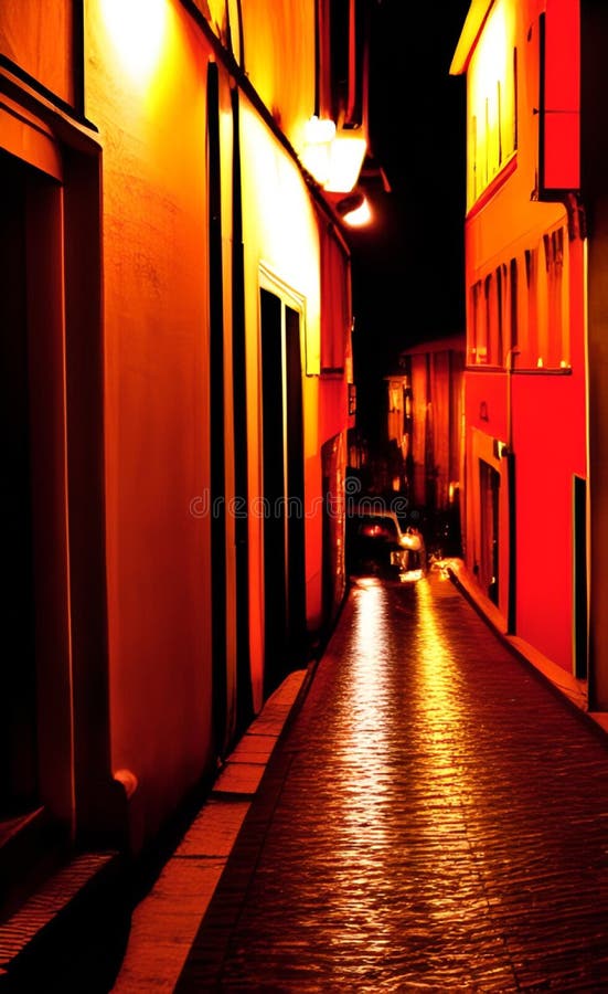 Vertical Night View of a Street Stock Photo - Image of road, vertical ...