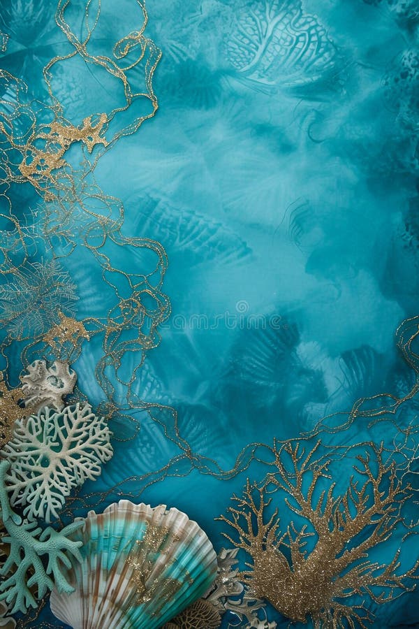 Vertical Ocean Background in Turquoise Tones with Blank Space for Text ...