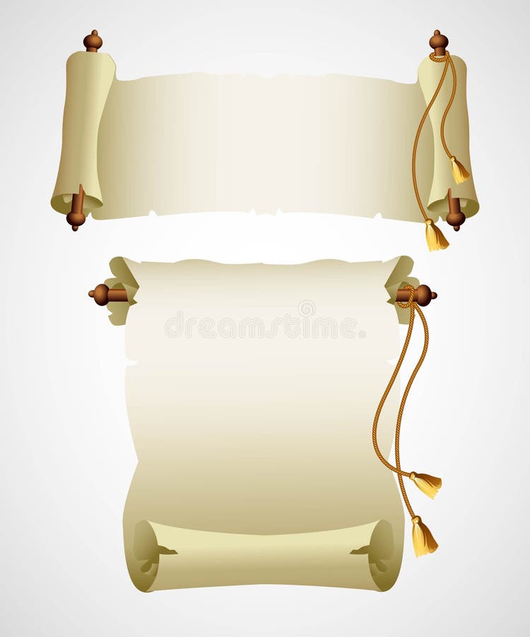 Vertical Old Scroll Paper. Vector Illustration Stock Vector ...