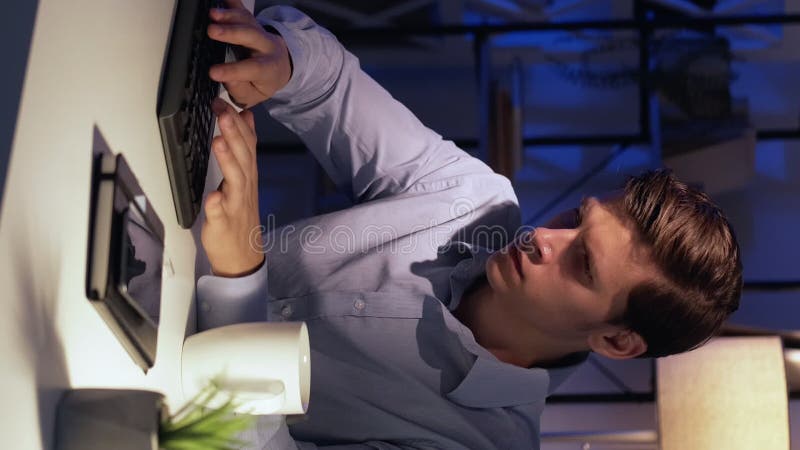 Vertical Online Work Busy Man Digital Technology Stock Footage - Video ...