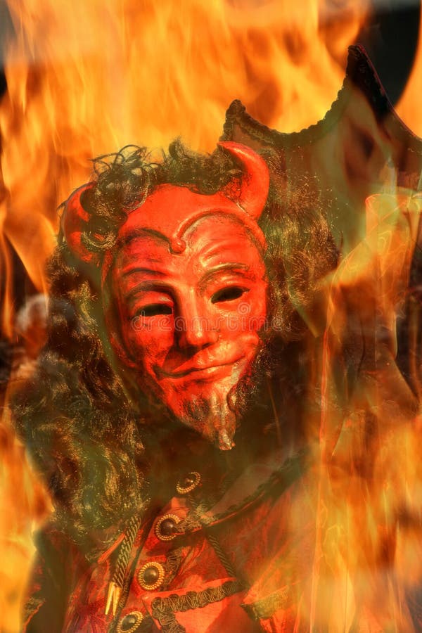 Devil S Face through the Flames. Stock Photo - Image of religion ...