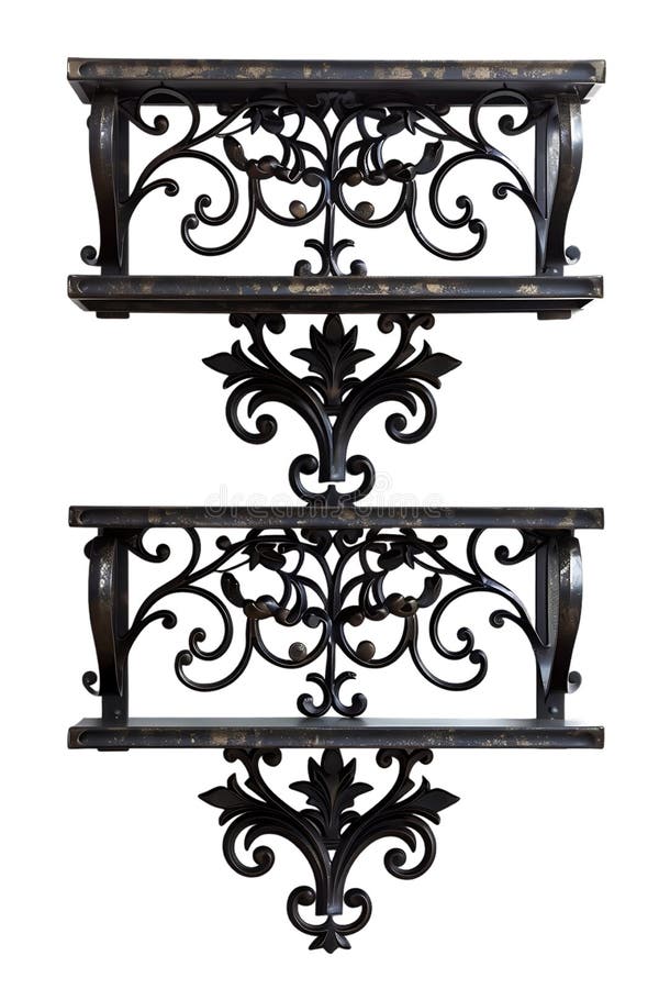 Vertical Ornate Metal Shelf Isolated on Transparent Background Stock ...