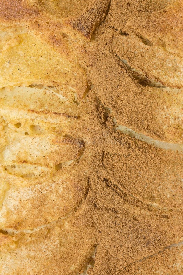 Vertical Overhead Close-up of a Fresh Apple Pie, Split into Two Halves ...
