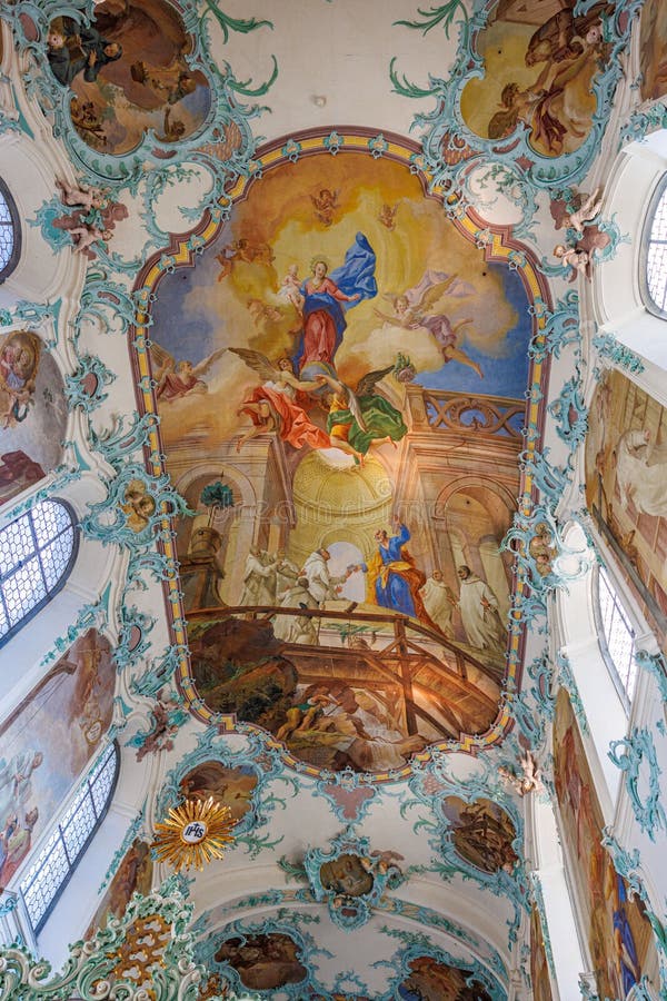 Vertical of Painted Ceiling in Ittingen Charterhouse Museum Inside the ...