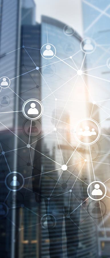 Vertical Panorama Banner. Double Exposure People Network Structure HR ...