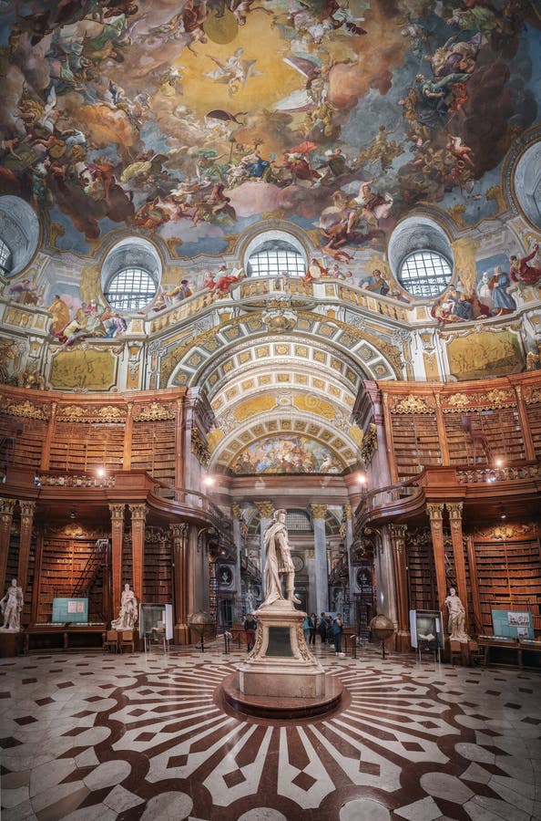 Vertical Panorama of State Hall of Austrian National Library - Vienna ...