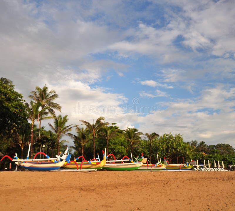 Vertical Panorama View of Colorful Bali Boats Stock Image - Image of ...
