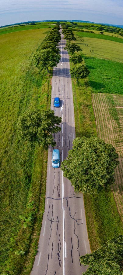Vertical Panoramic View of Road Made from Drone. Useful for Tal Stock ...