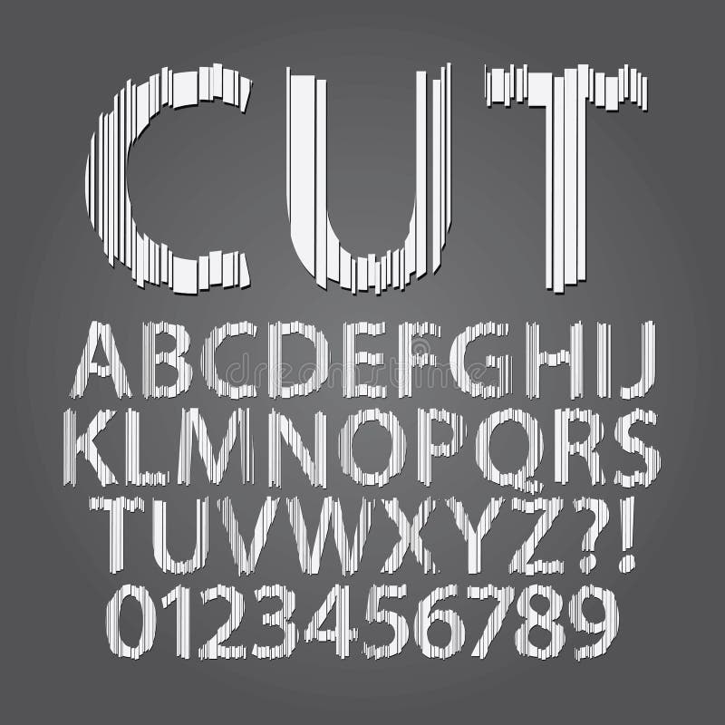 Vertical Paper Cut Alphabet and Digit Vector Stock Vector ...