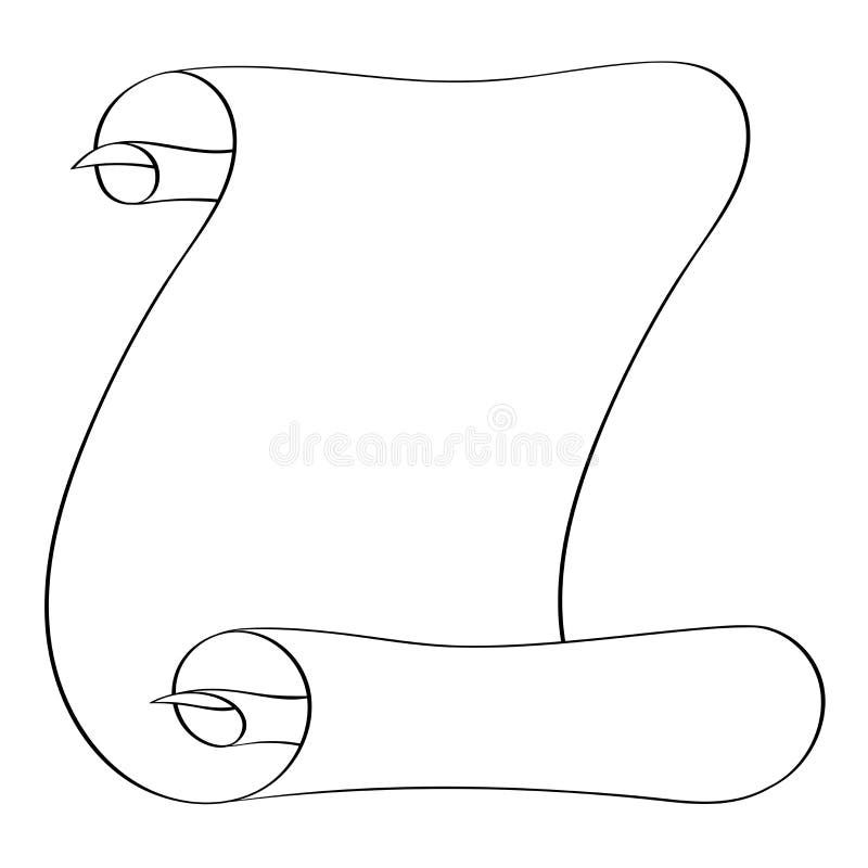 Vertical Paper Scroll. Outline Drawing Stock Vector - Illustration of ...