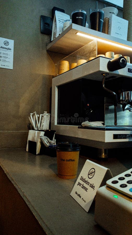 Vertical Partial View of a Coffeeshop Counter with the No-smocking Sign ...
