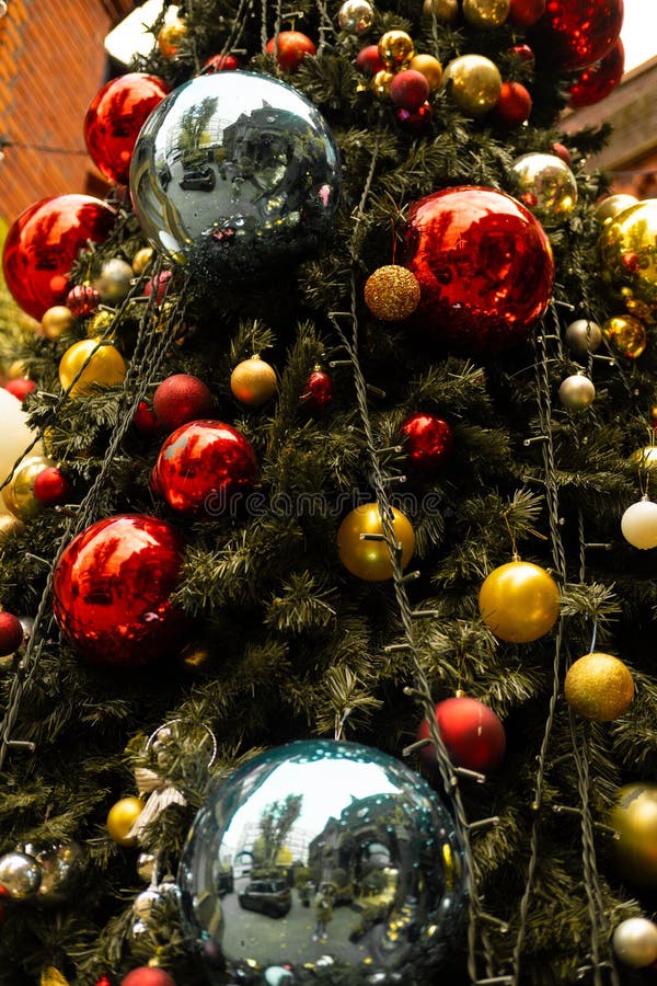 Vertical Partial View of a Decorated Christmas Tree Stock Photo - Image ... Vertical Partial View of a Decorated Christmas Tree Stock Photo - Image ...