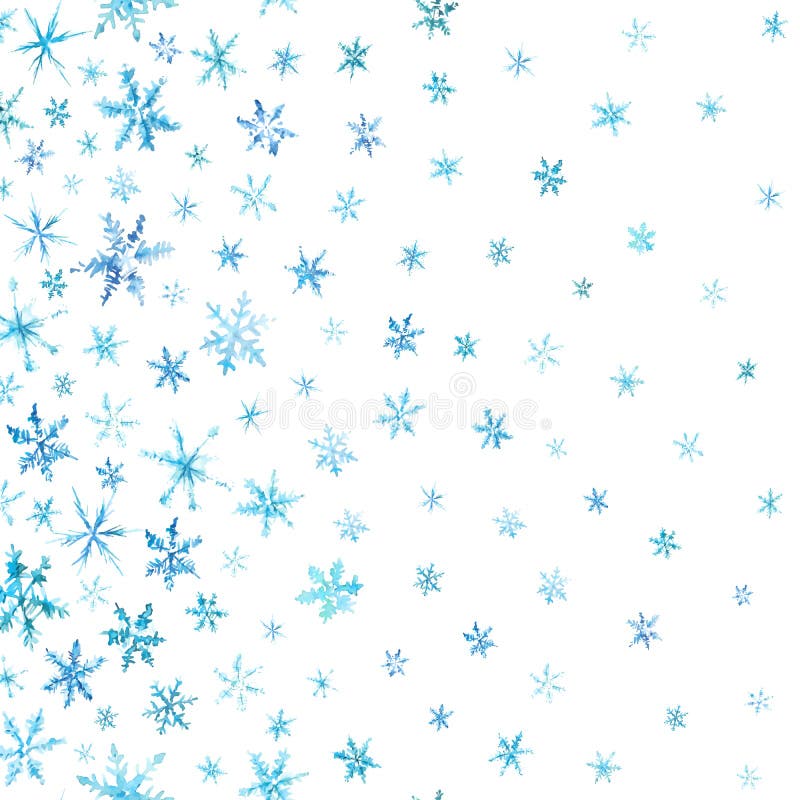 Vertical Pattern of Watercolor Snowflakes Isolated on White. Stock ...