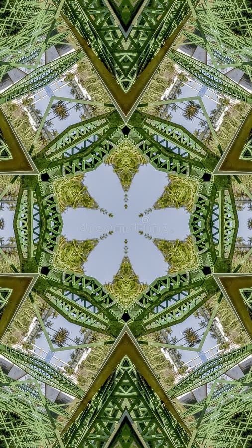 Vertical Patterned Photo Created from the Shapes of a Green Bridge in ...