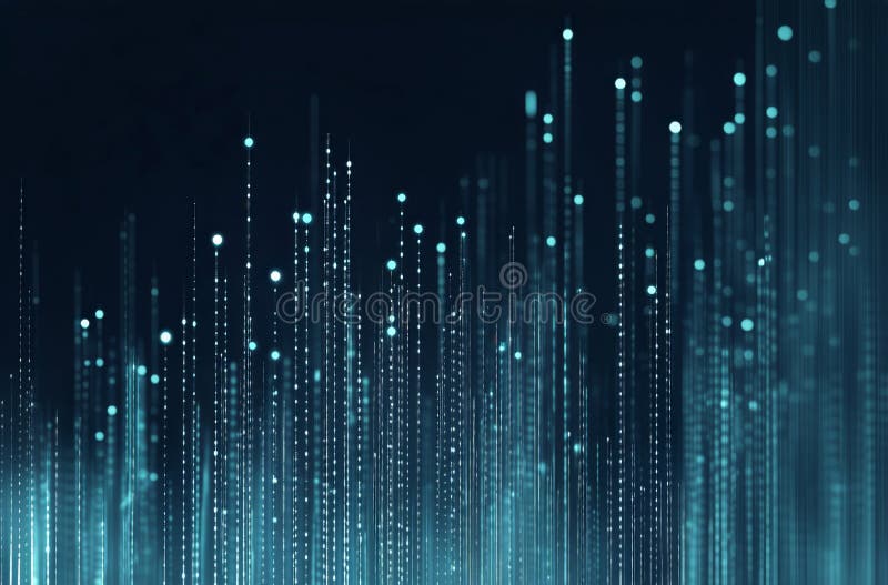 Vertical Patterns of Glowing Blue and Green Lines Represent Data ...
