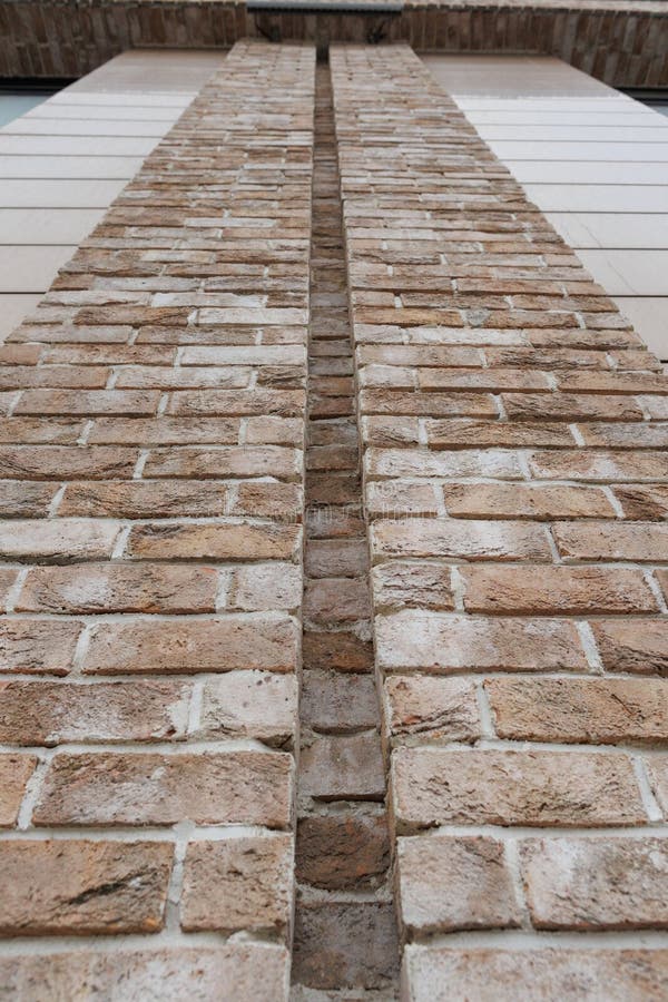 Vertical Perspective of Rustic Brick Wall Architecture Stock Photo ...