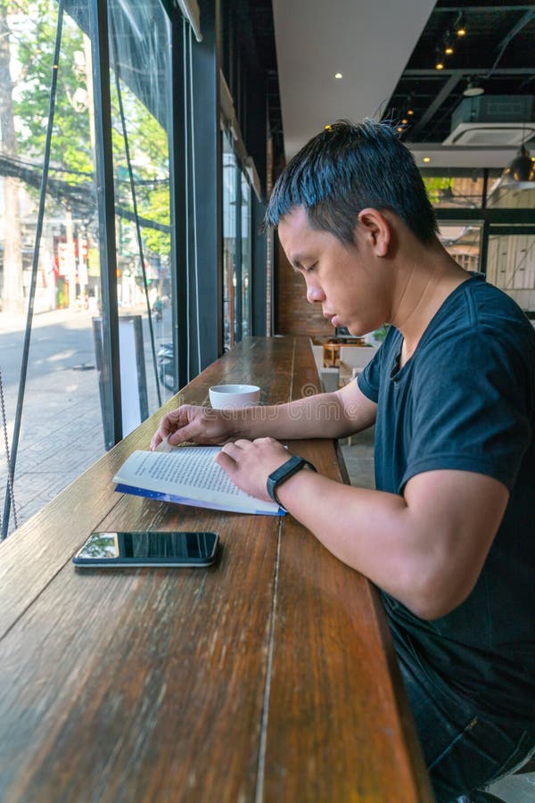 Asian Man Read a Book in the Morning Stock Photo - Image of read ...