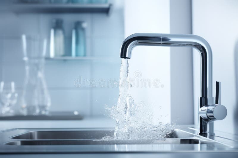 Vertical Photo. Clean Water Flows from the Tap Stock Illustration ...