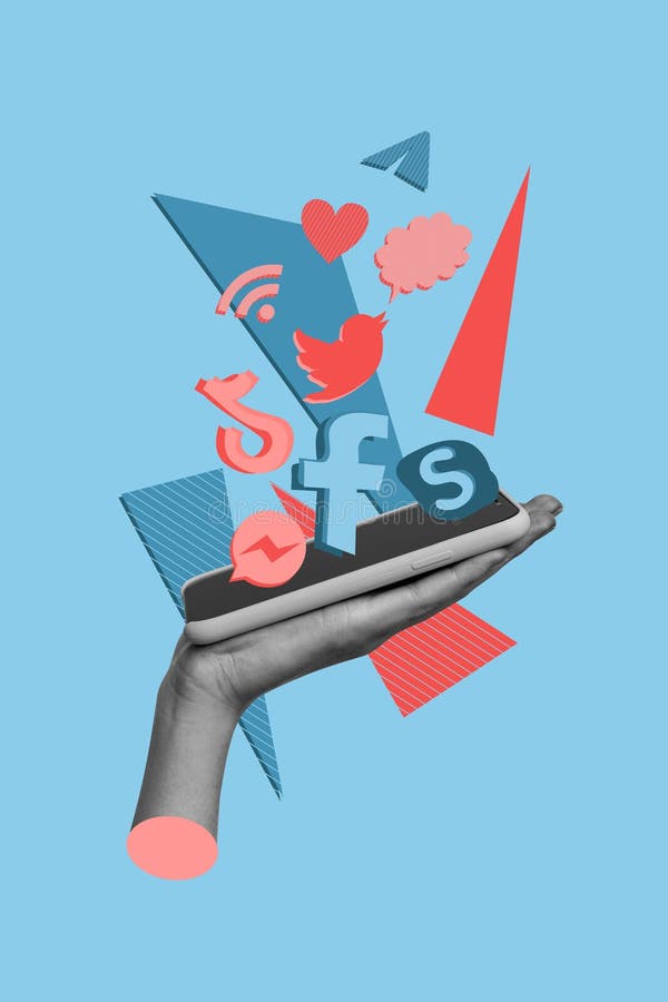 Vertical Photo Collage of Hand Hold Iphone Device Logo Application ...