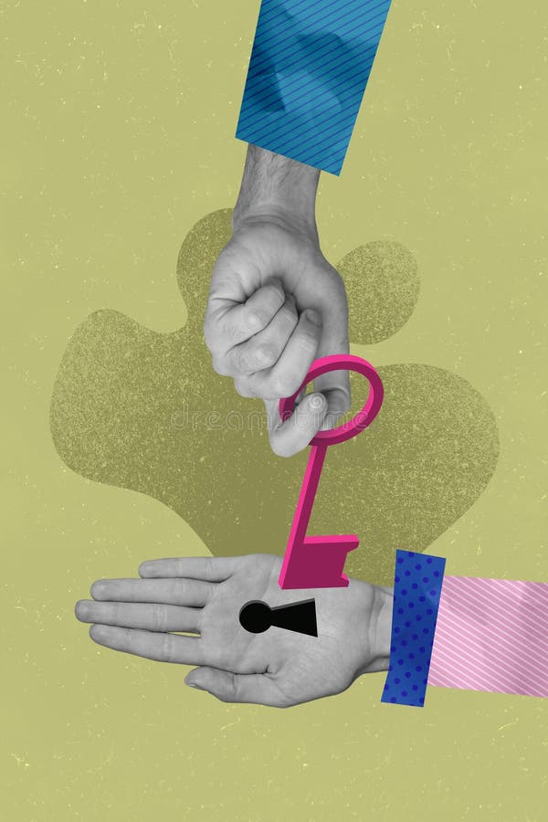 Vertical Photo Collage Hands Padlock Keyhole Unlock Open Access ...