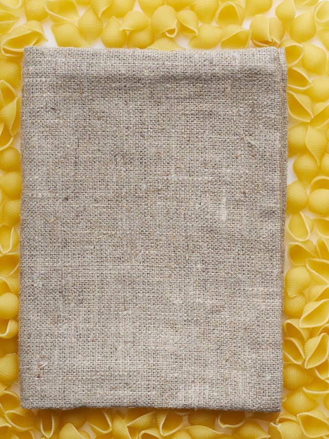 Vertical Photo Frame from Raw Shell Pasta with Empty Space Inside Made ...