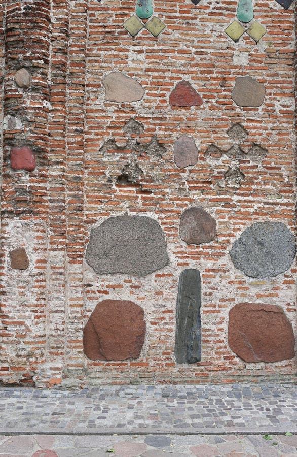 Vertical Photo of a Medieval Brick Wall. Stock Image - Image of aged ...