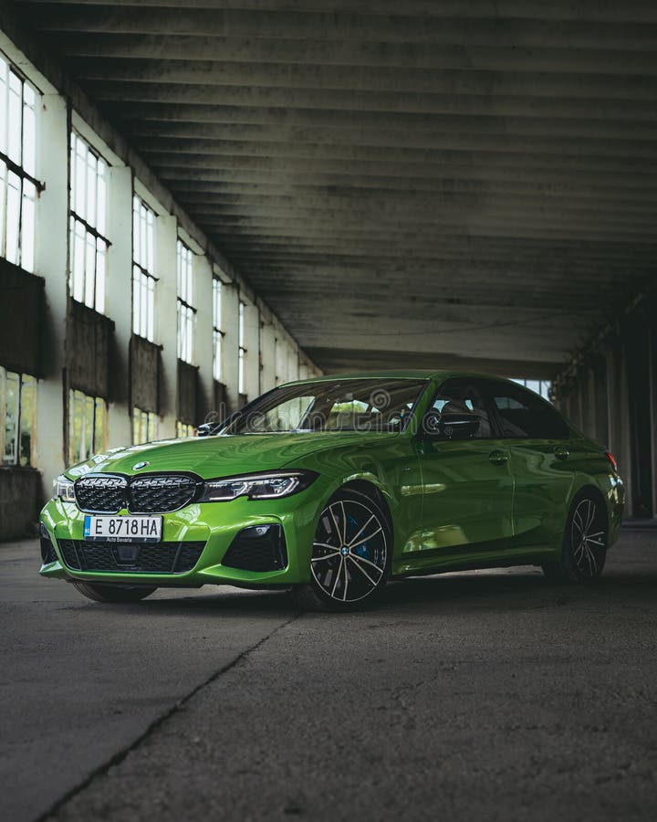 Vertical Photo of a Parked Green Bmw M340i Inside an Empty Building ...