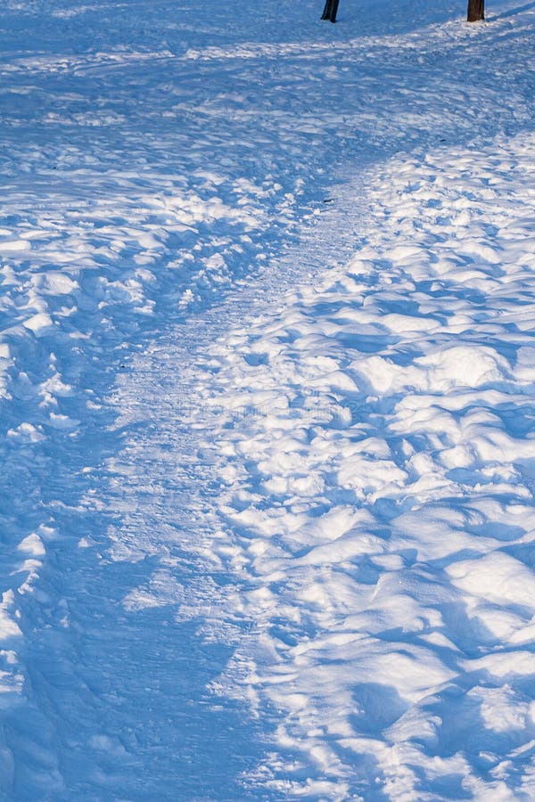 Vertical Photo of a Path in Bright Snow. Stock Photo - Image of shiny ...