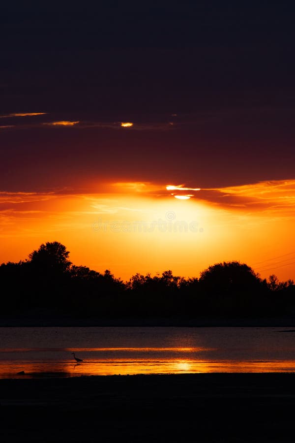 Vertical Photo of Sunset Over the Bay Stock Photo - Image of night ...
