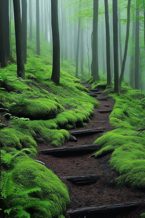 A Vertical Photograph Capturing the Deep, Dark Green Environment of ...